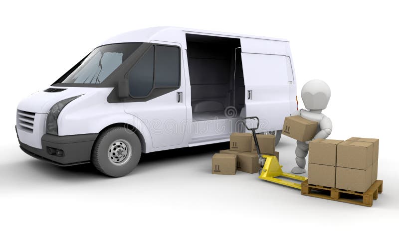 Unloading a van stock illustration. Illustration of isolated - 5576747