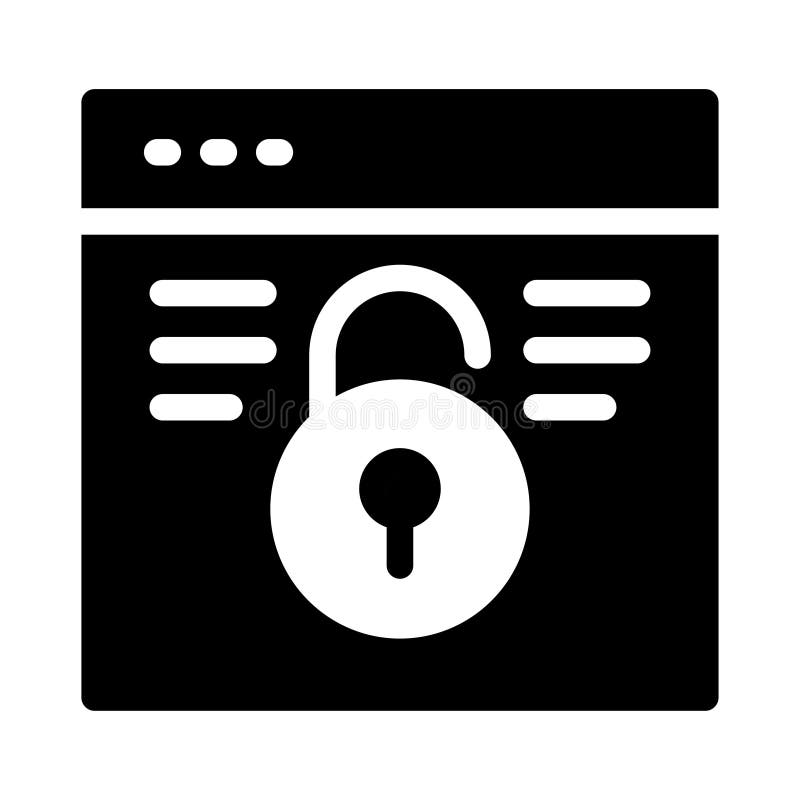 Unlock Browser Vector Glyph Flat Icon Stock Vector - Illustration of ...