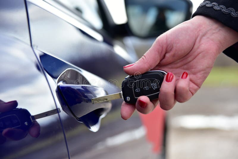 Unlock the Car with a Pop-up Key Stock Image - Image of person, glass ...