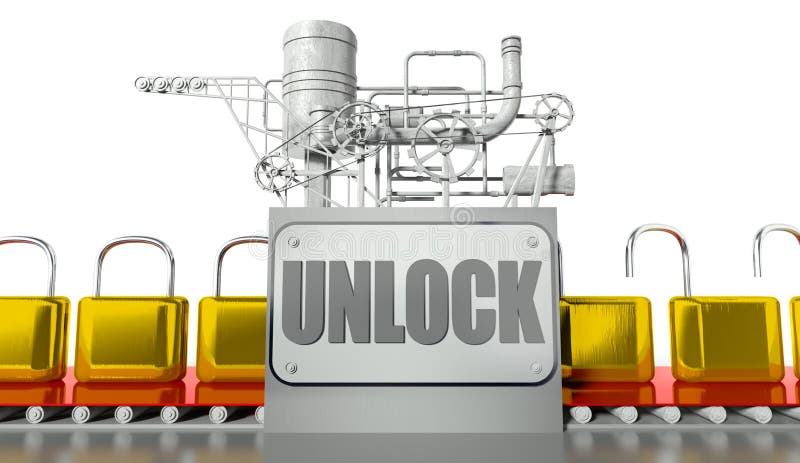Unlock Concept, Open and Closed Padlocks Stock Illustration ...