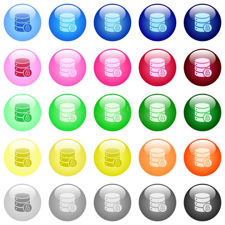 Unlock Database Icons in Color Glossy Buttons Stock Vector ...
