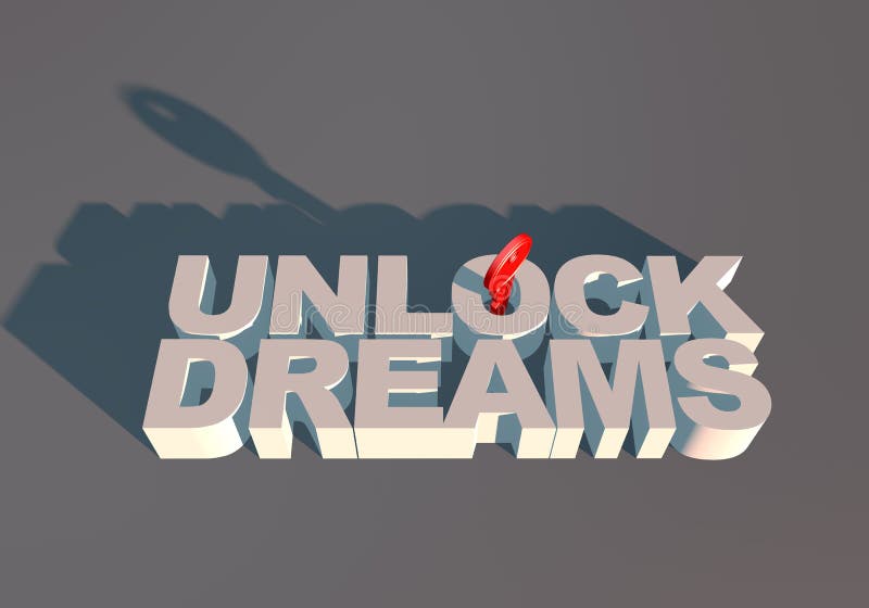 UNLOCK DREAMS TYPOGRAPHY METAPHOR with KEY for Aspiration Stock ...
