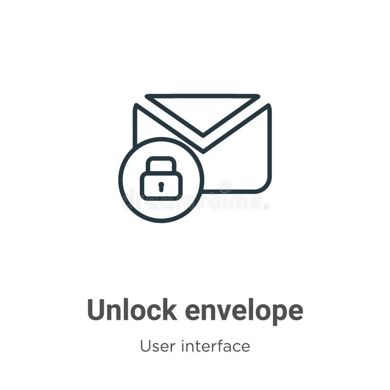 Unlock Envelope Outline Vector Icon. Thin Line Black Unlock Envelope ...