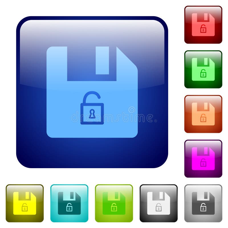 Unlock File Color Square Buttons Stock Vector - Illustration of keyhole ...