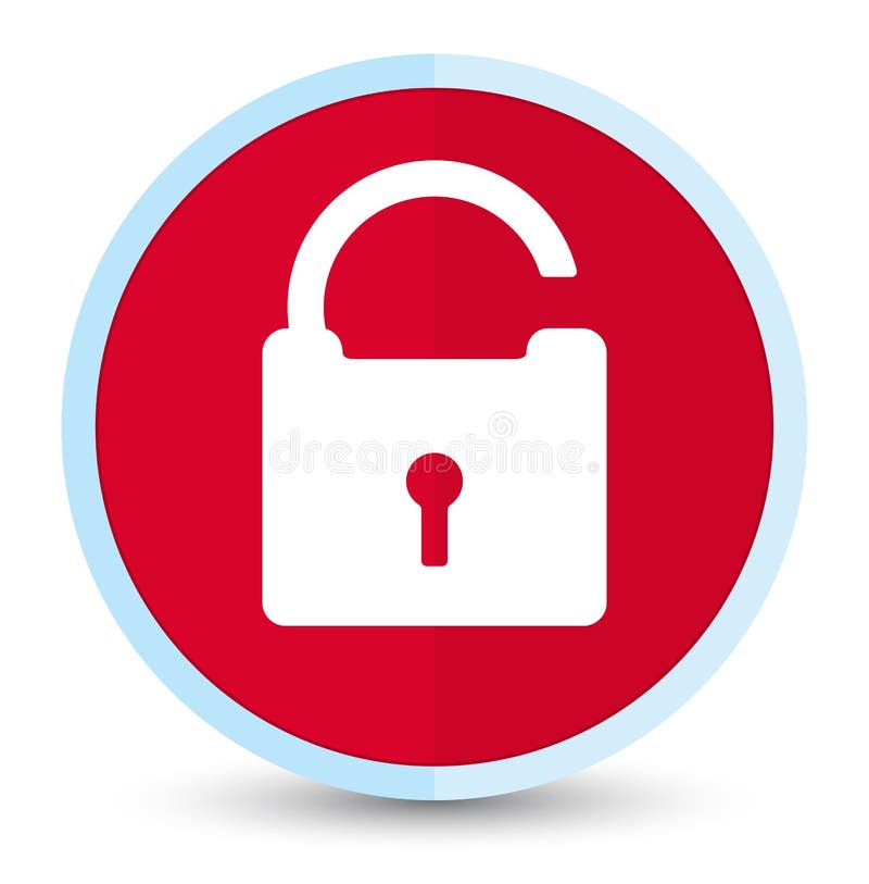 Unlock Icon Flat Prime Red Round Button Stock Vector - Illustration of ...