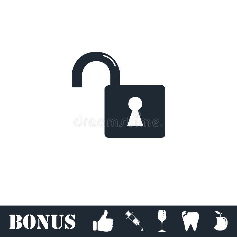 Unlock icon flat stock vector. Illustration of close - 151803457