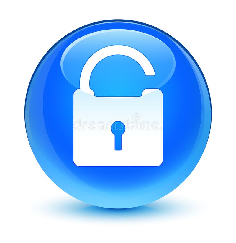 Unlock Icon Glassy Cyan Blue Round Button Stock Illustration ...