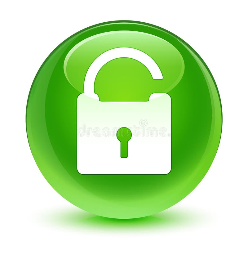 Unlock Icon Glassy Green Round Button Stock Illustration - Illustration ...