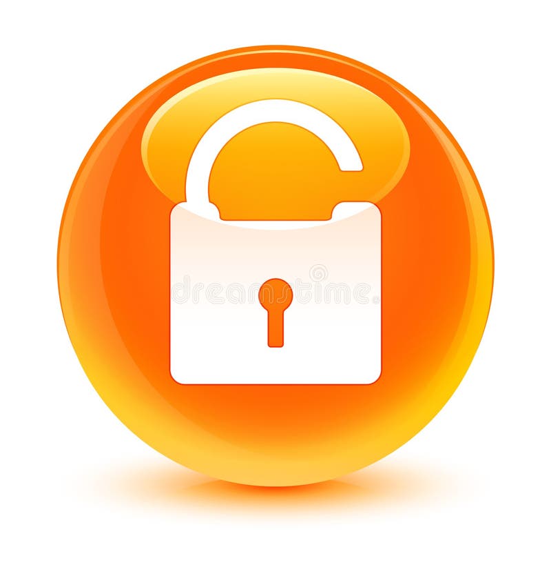 Unlock Icon Glassy Orange Round Button Stock Illustration ...