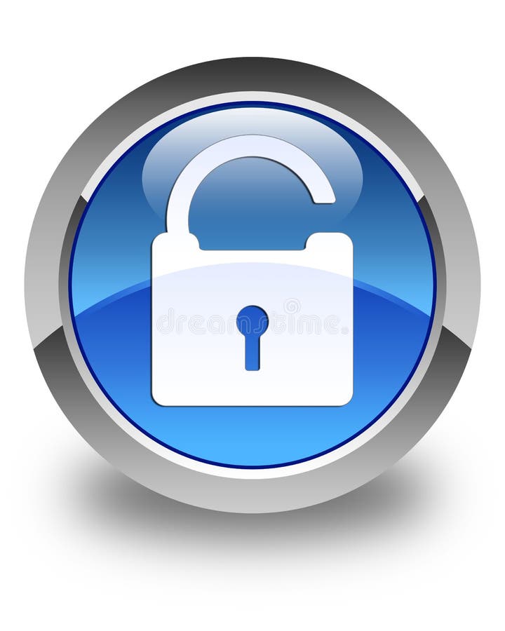 Unlock Icon Glossy Blue Round Button Stock Illustration - Illustration ...