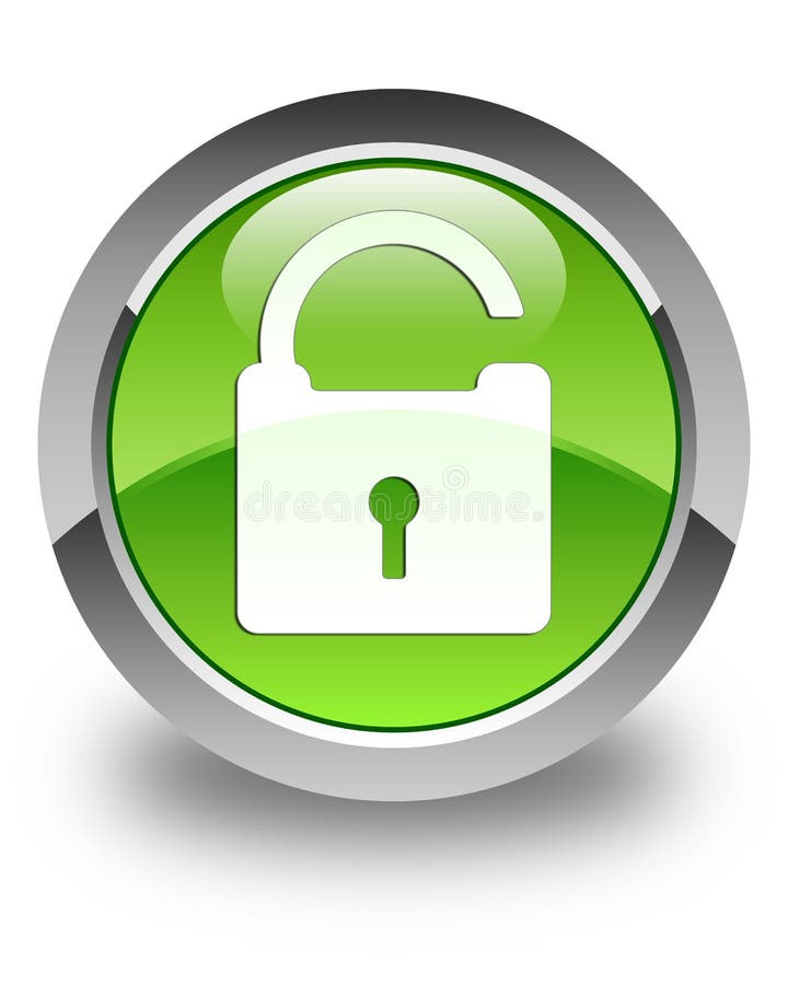 Unlock Icon Glossy Green Round Button Stock Illustration - Illustration ...