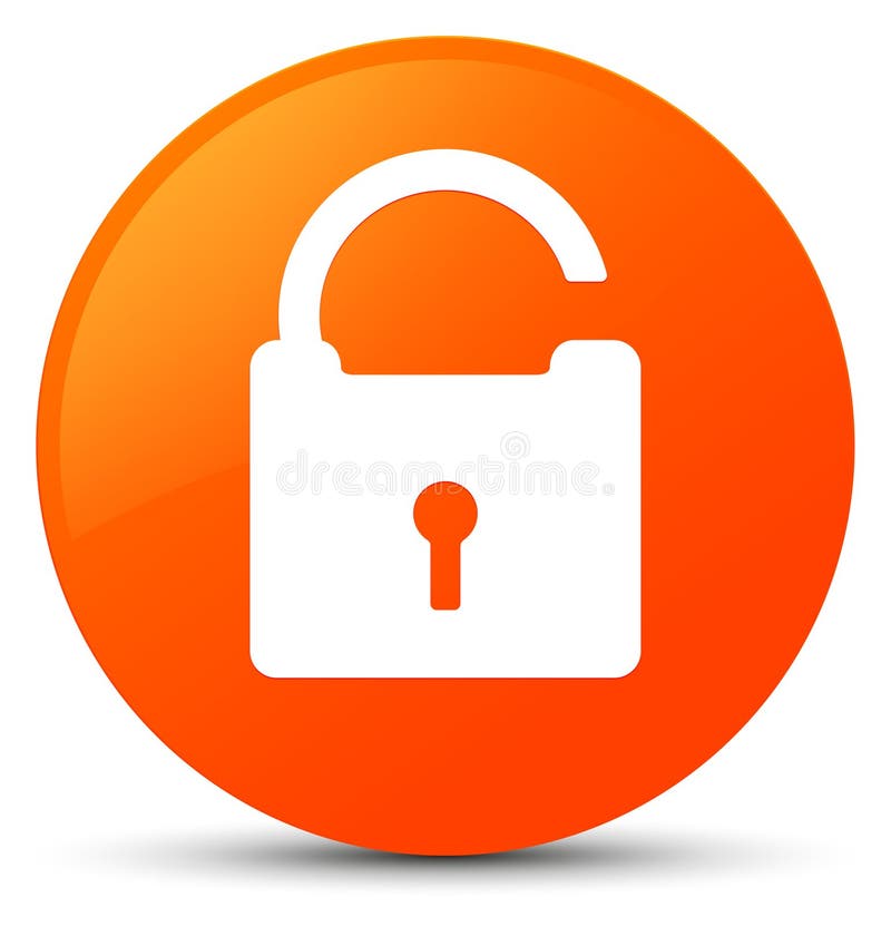 Unlock Icon Orange Round Button Stock Illustration - Illustration of ...