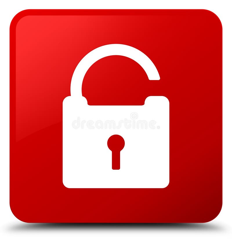 Unlock Icon Red Square Button Stock Illustration - Illustration of ...