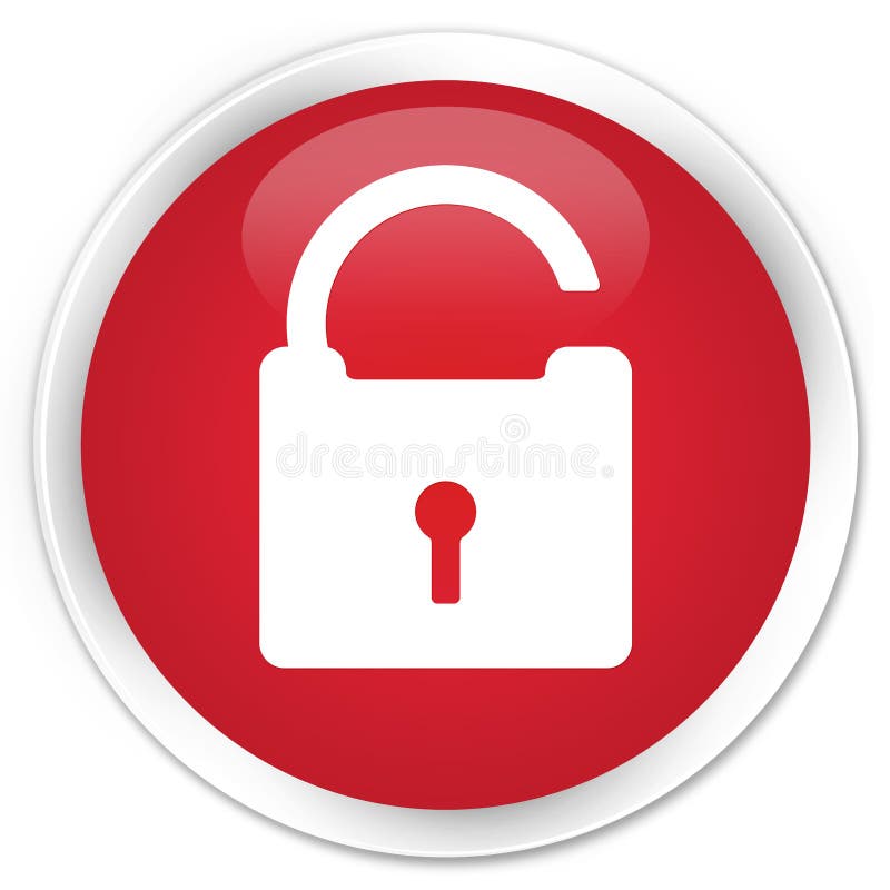 Unlock Icon Premium Red Round Button Stock Illustration - Illustration ...