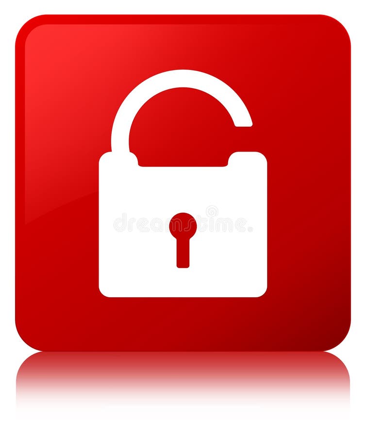 Unlock Icon Red Square Button Stock Illustration - Illustration of icon ...