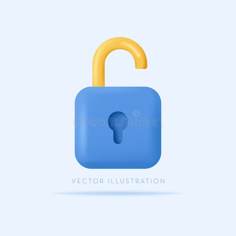 UnLock Icon. Security, Safety, Encryption, Privacy Concept. 3d Vector ...