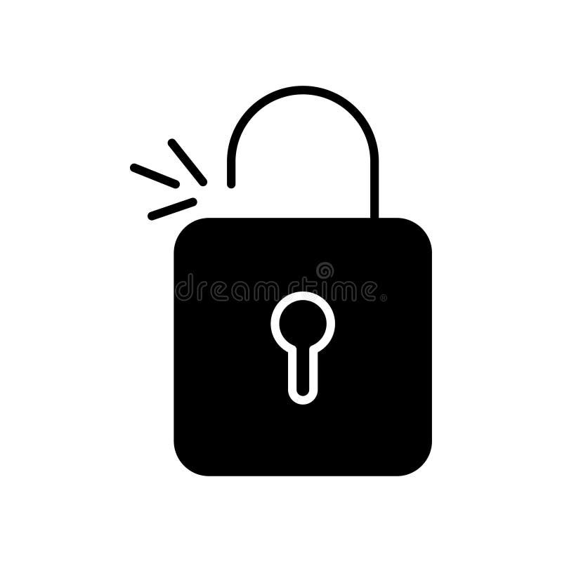 Unlock Icon Set. Padlock Vector Logo Symbol in Black Filled and ...