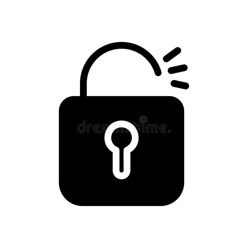 Unlock Icon Set. Padlock Vector Logo Symbol in Black Filled and ...