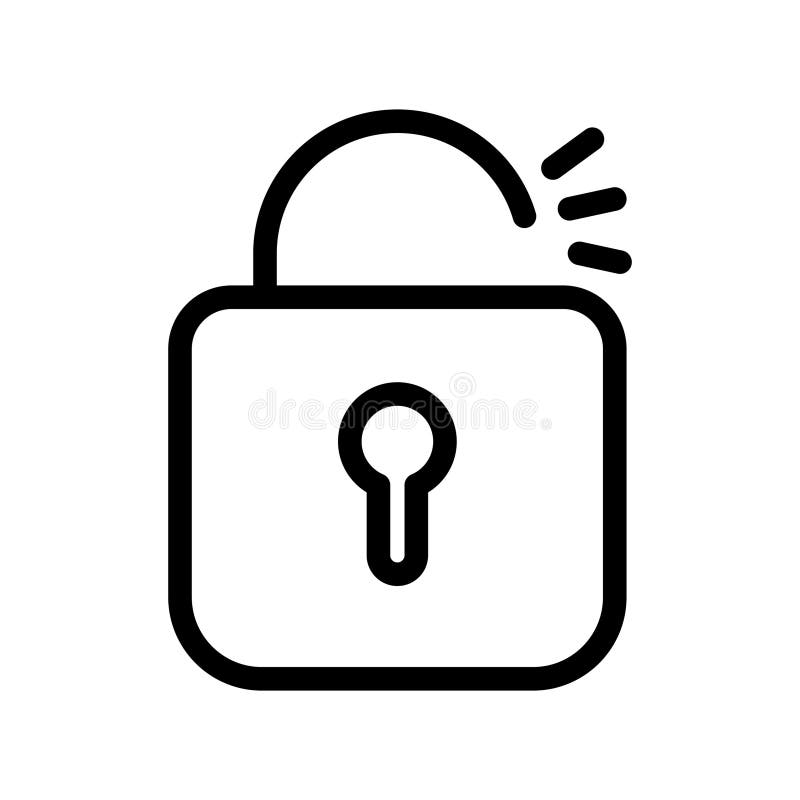 Unlock Icon Set. Padlock Vector Logo Symbol in Black Filled and ...