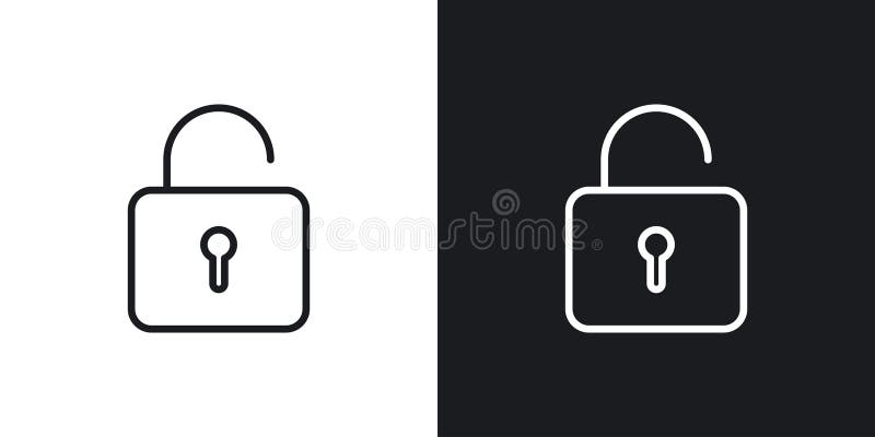 Unlock Icon Set. Padlock Vector Logo Symbol in Black Filled and ...