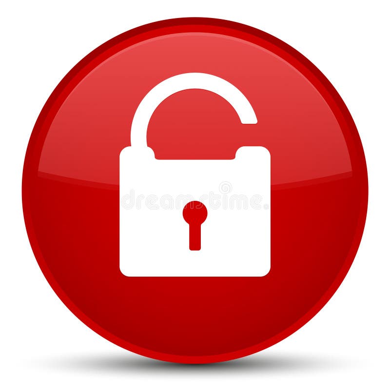 Unlock Icon Special Red Round Button Stock Illustration - Illustration ...
