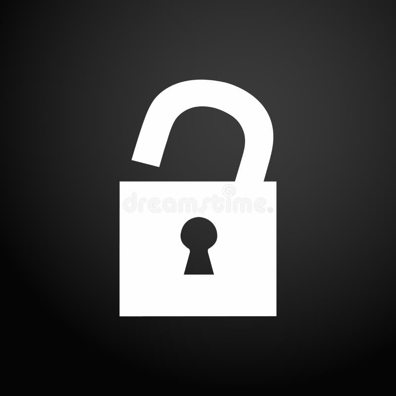Unlock Icon - Vector Illustration Isolated on Flat Square Button Stock ...