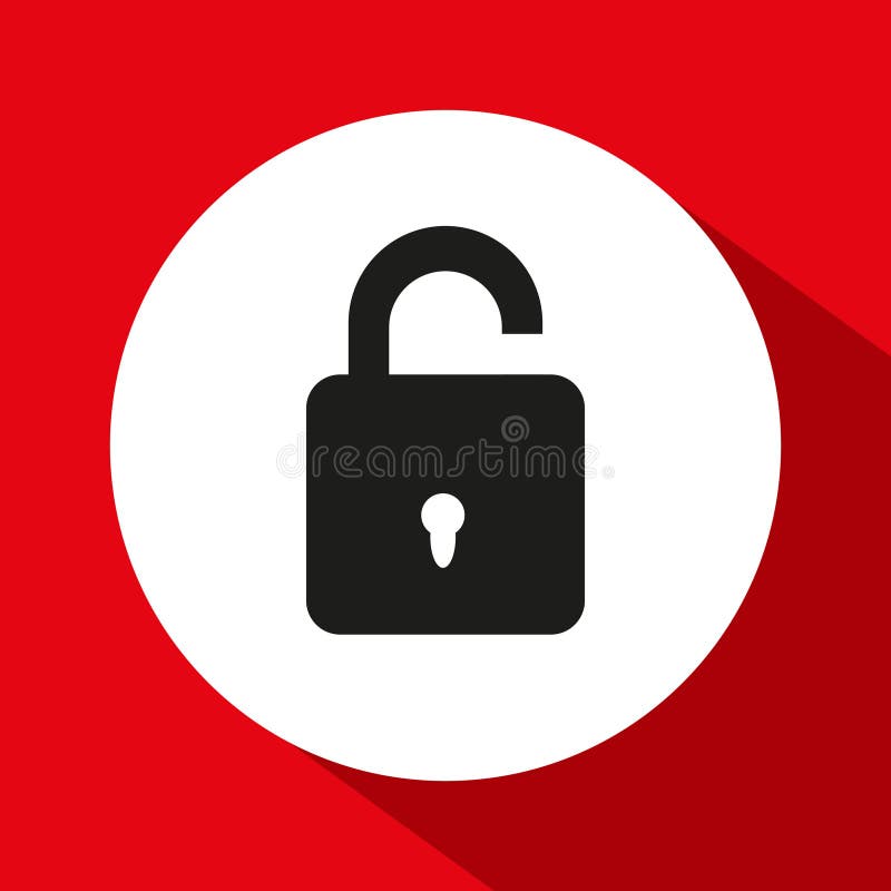 Unlock Icon Vector. Red Background Design. Open Padlock Symbol ...