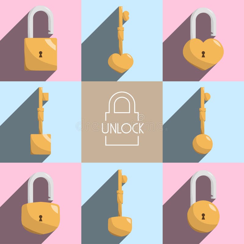 Unlock Lock Master Key Illustration Stock Vector - Illustration of ...
