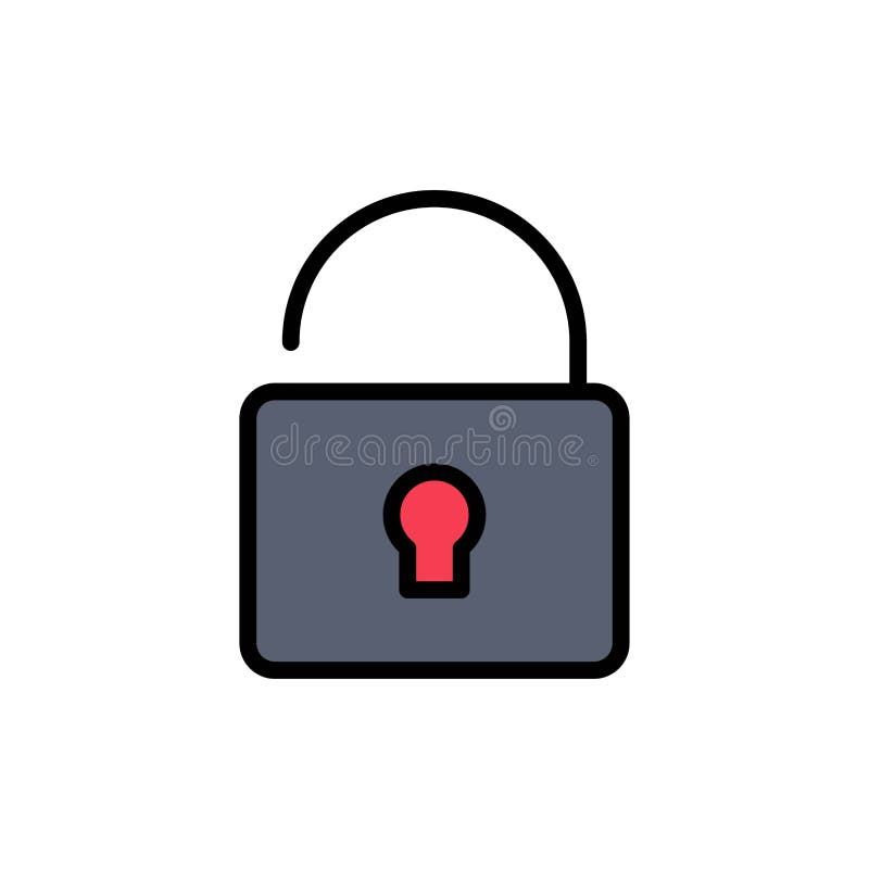 Unlock, Lock, Security Flat Color Icon. Vector Icon Banner Template ...