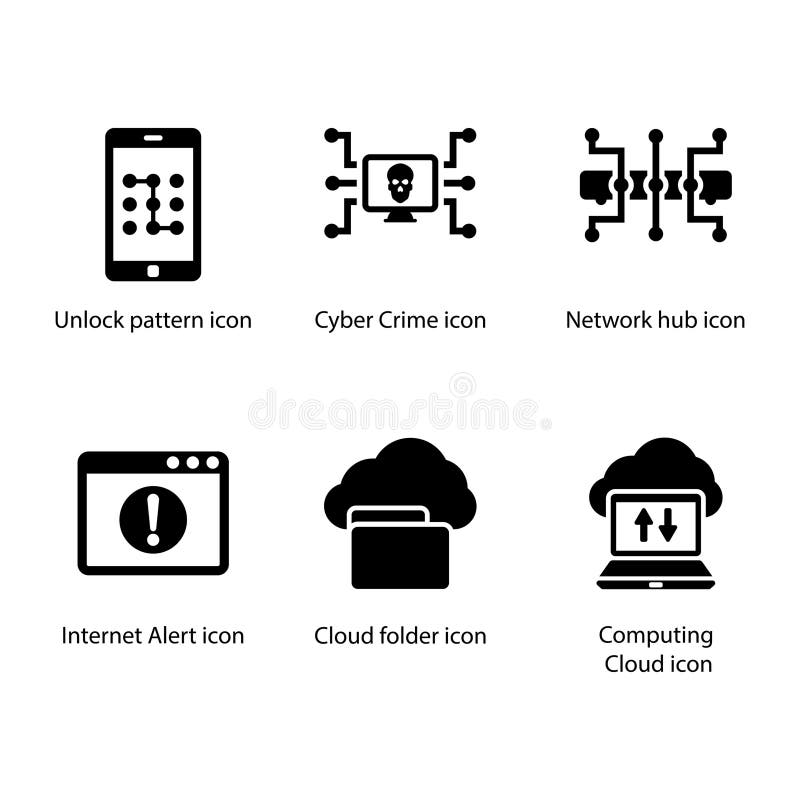 Unlock Pattern, Cyber Crime, Network Hub, Internet Alert, Cloud Folder, Computing Cloud, Icon ...