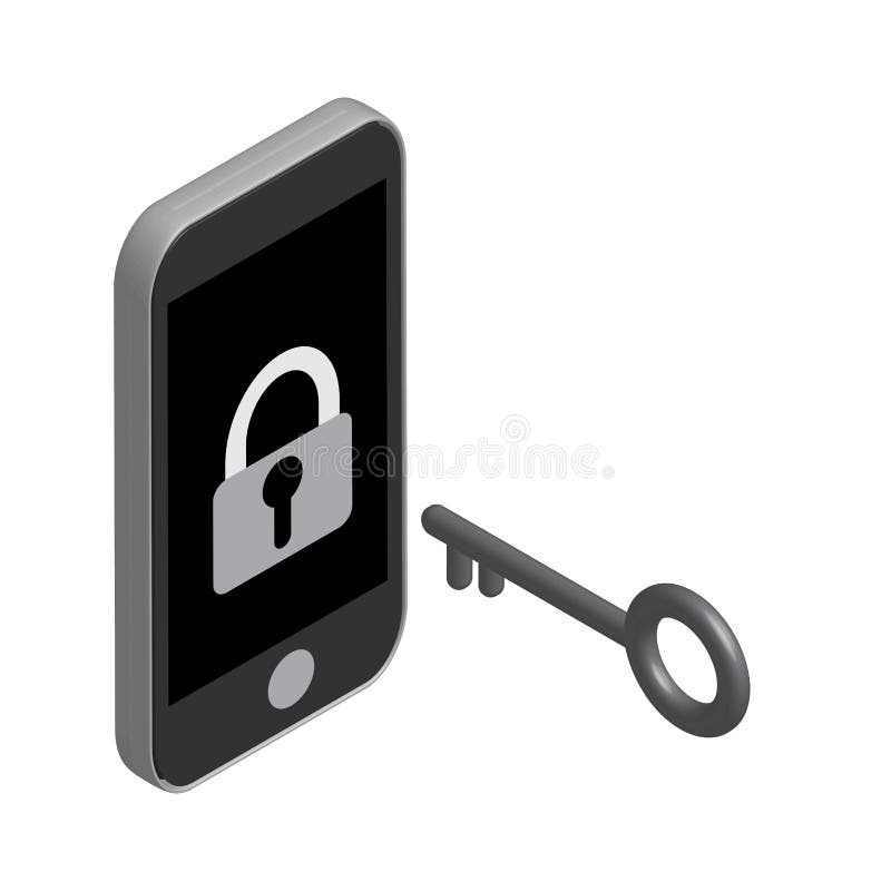 Unlock Phone by the Key Isometric Stock Vector - Illustration of ...