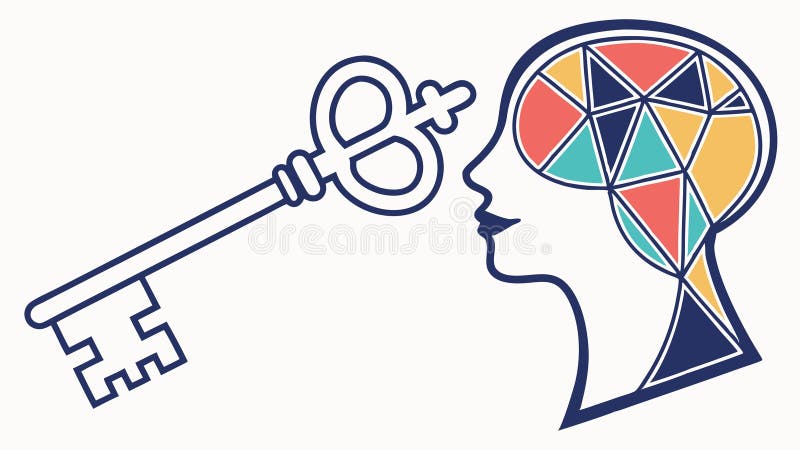 Unlock Potential with Key and Human Head Icon, Brain Mind Concept ...