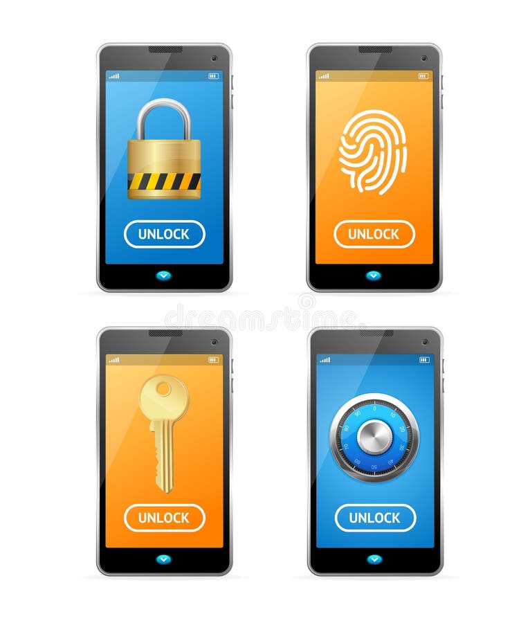 Unlock Screen Concept Mobile Ui Set. Vector Stock Vector - Illustration ...
