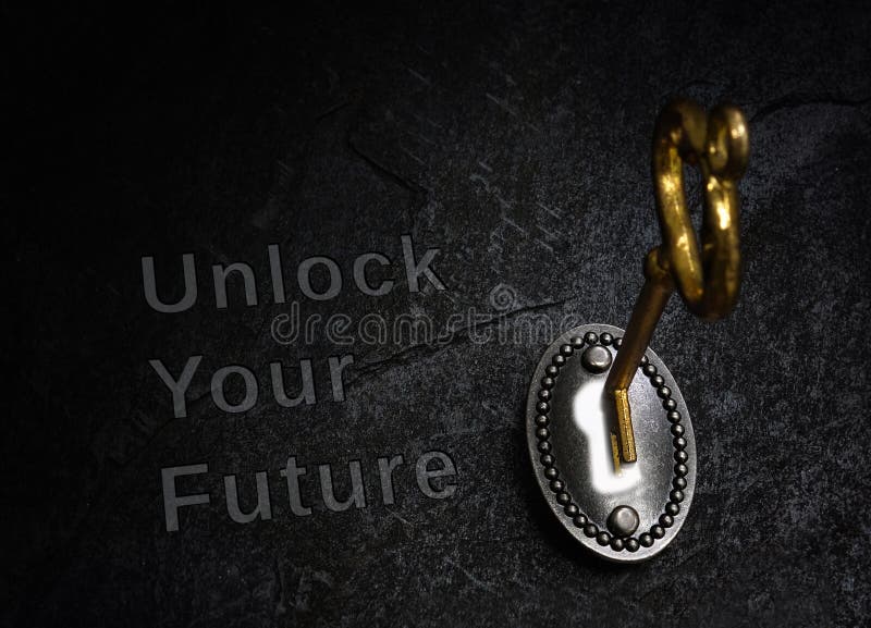 Unlock Your Future Vintage Lock and Gold Key Stock Image - Image of ...