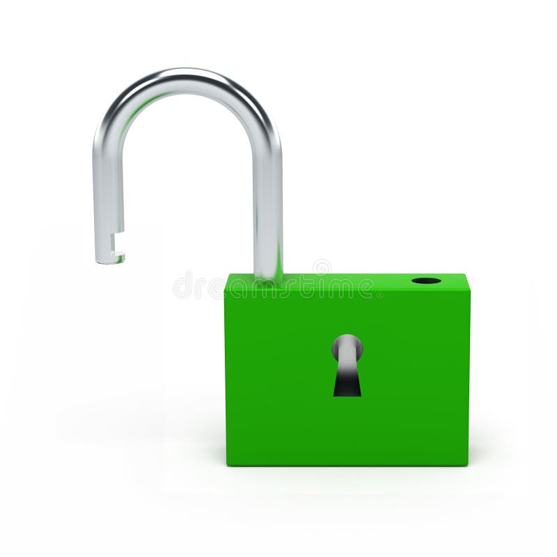 Green Lock and Unlock Padlock 3d Illustration Stock Illustration ...
