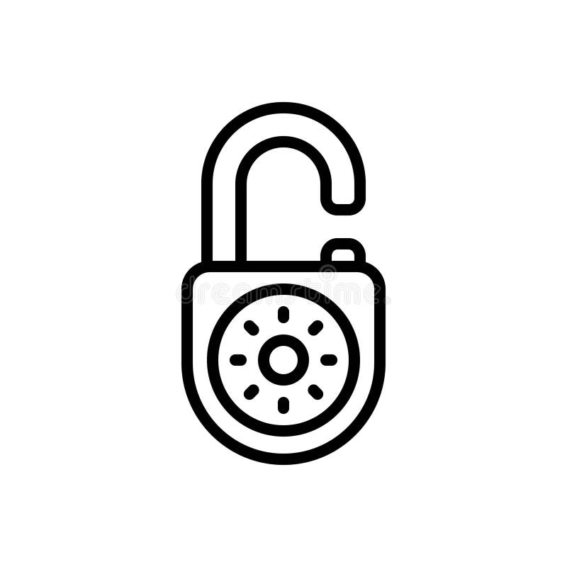 Black Line Icon for Unlocked, Unclose and Security Stock Illustration ...