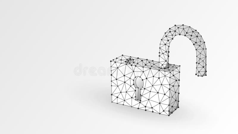 Low Poly Lock on a Chain. B Locking Data Stock Vector - Illustration of ...