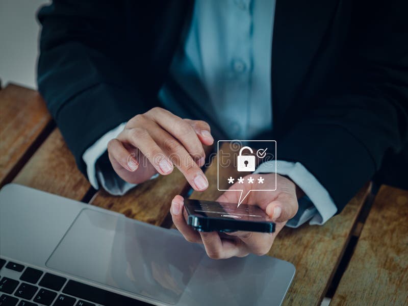 Unlocked Mobile Phone, Cyber Security Technology Concepts. Padlock and ...