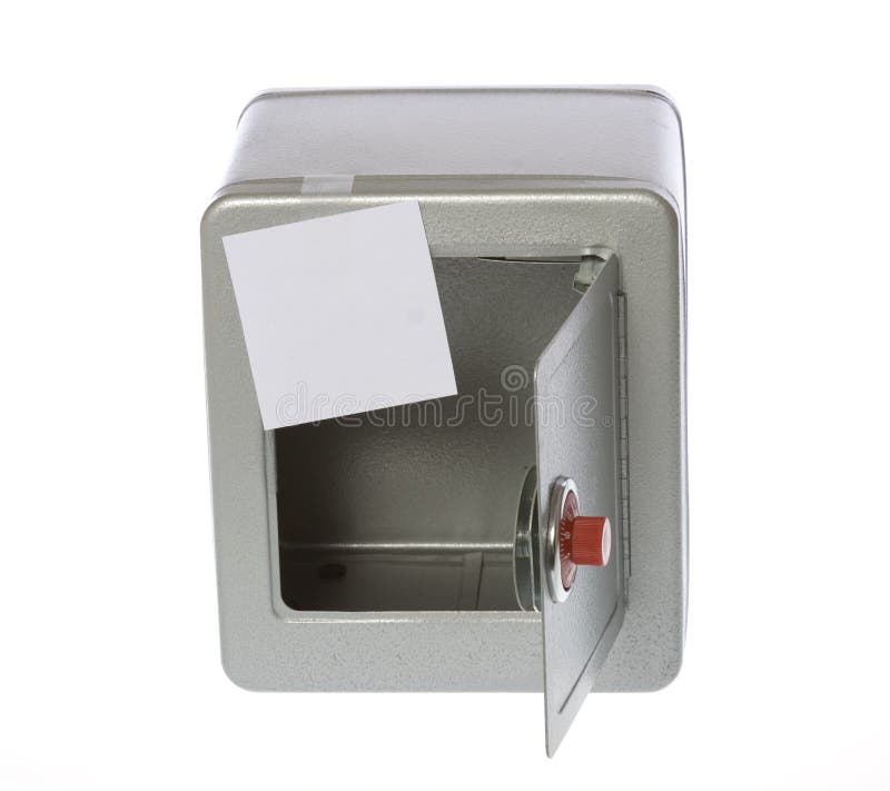 Unlocked, Open, Empty Safe with a Blank Note Stock Image - Image of ...