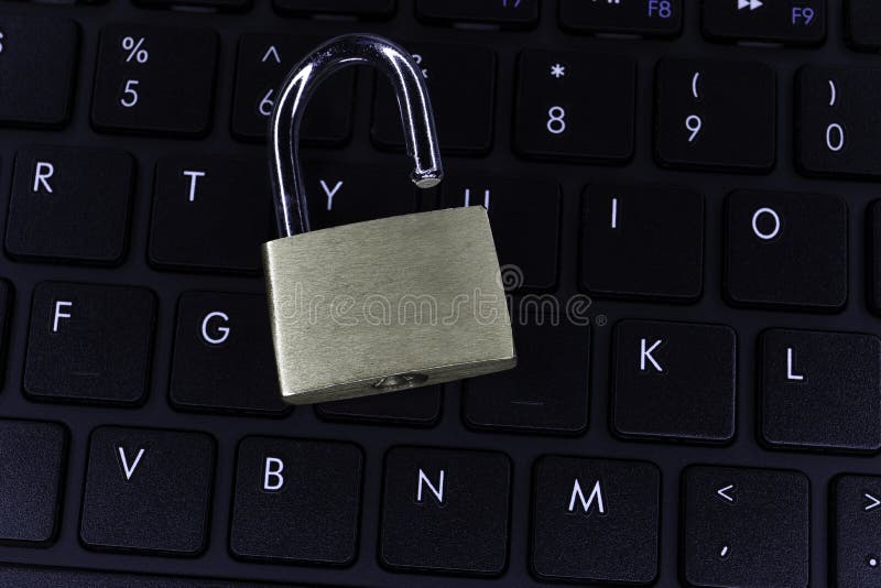 Unlocked Padlock on Computer Keyboard Stock Image - Image of hacking ...