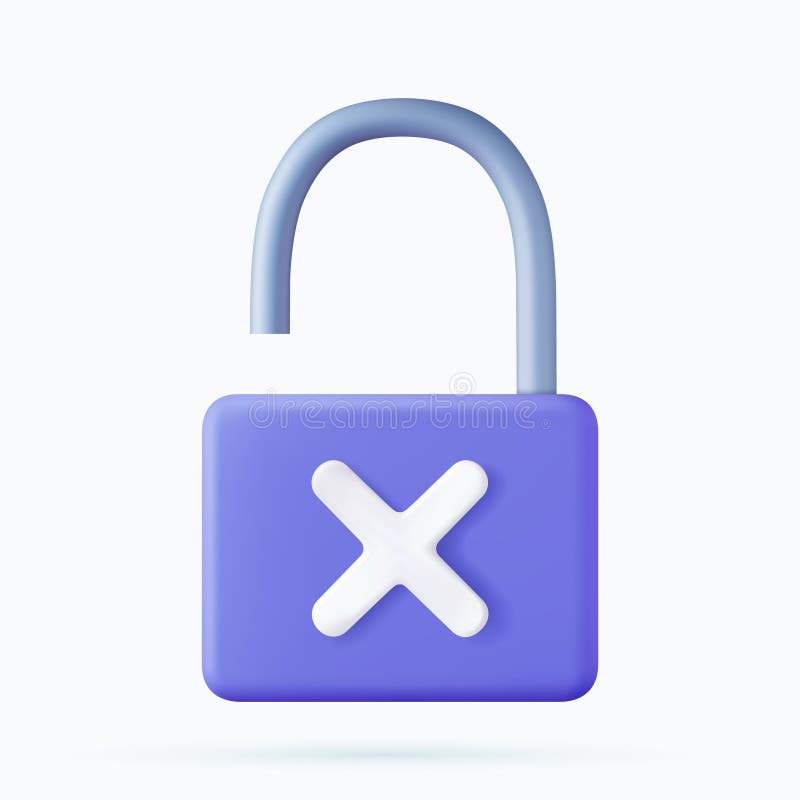 Unlocked Padlock Icon with White Cancel Cross Symbol Stock Vector ...