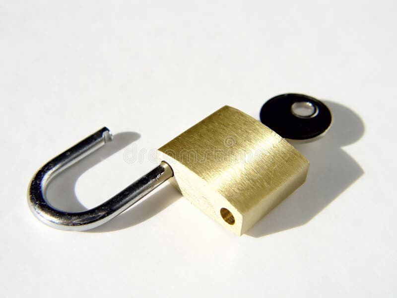 Unlocked padlock with key stock image. Image of padlock - 116917