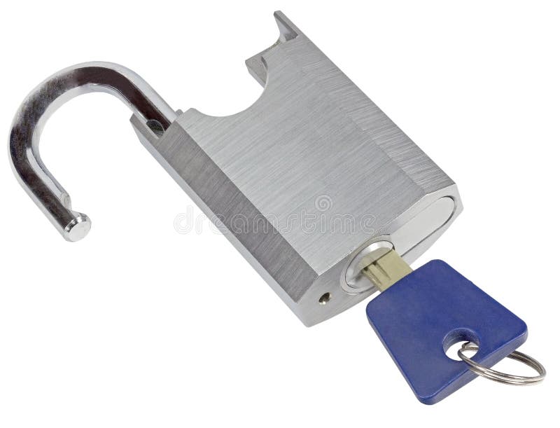 Unlocked Padlock and Key stock photo. Image of safety - 78408178