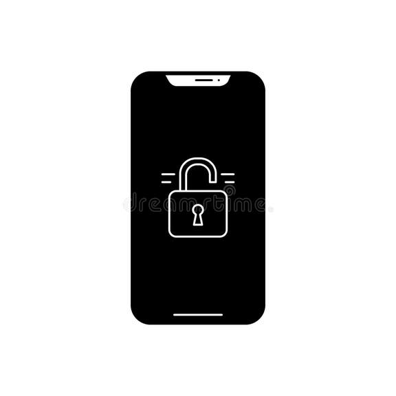 Black Solid Icon for Unlocked Phone, Smartphone and Unsecured Stock ...