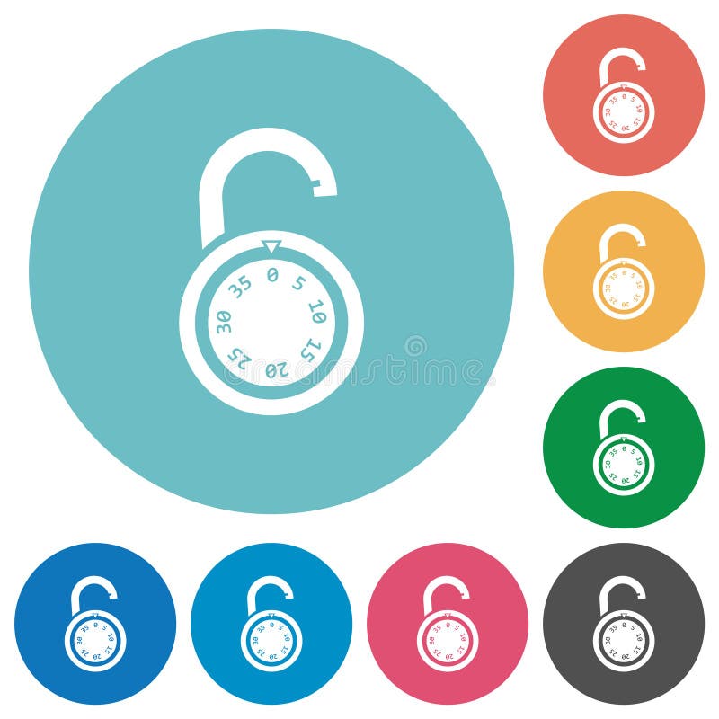 Unlocked Round Combination Lock Flat Round Icons Stock Vector ...