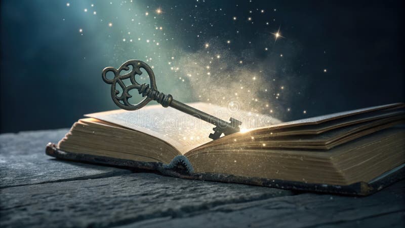 Unlocking Ancient Book with Glowing Key Reveals Magical Secrets Stock ...