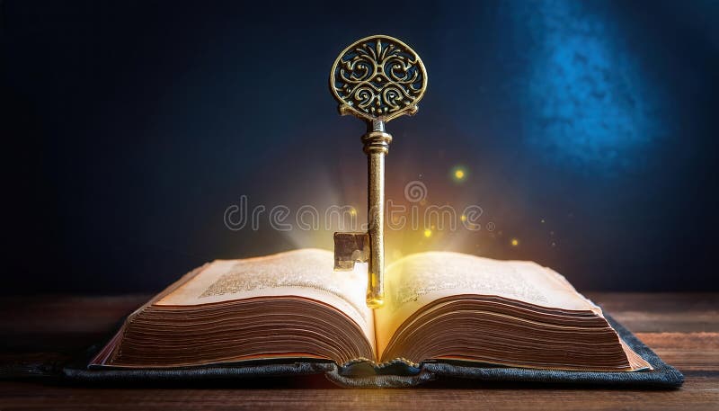 Unlocking Ancient Book with Glowing Key Symbolizes Intellectual Growth ...