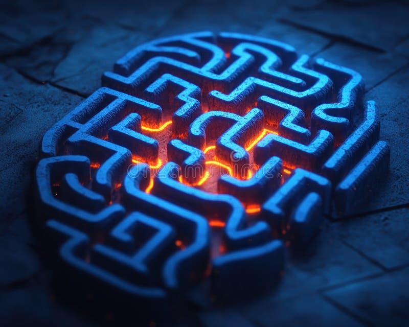 Unlocking Cognitive Potential a Glowing Brain Maze Illustrating Problem ...