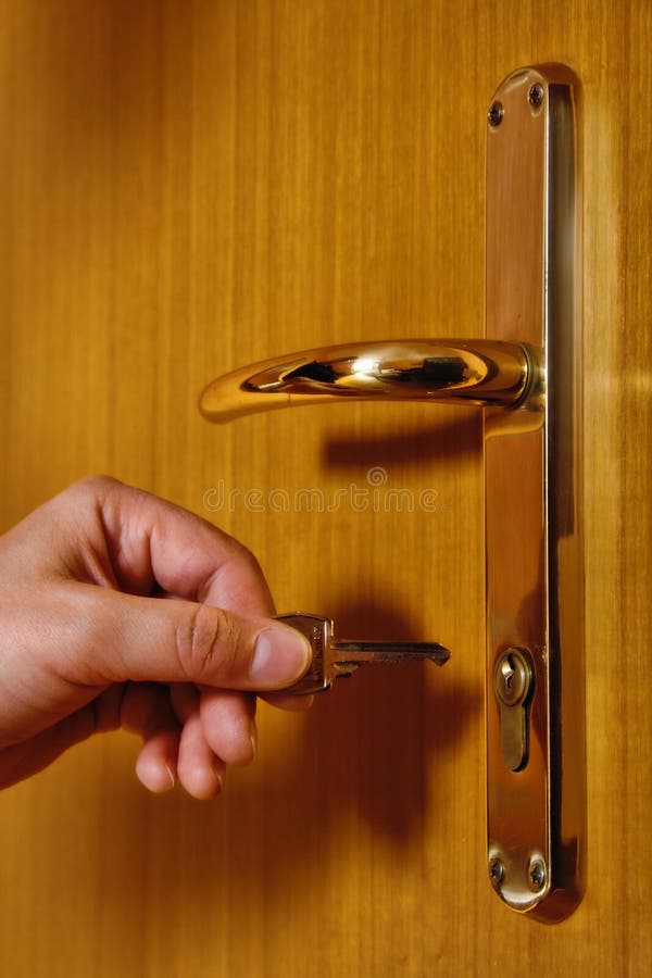 Unlocking door with key stock photo. Image of lock, handle - 10937494