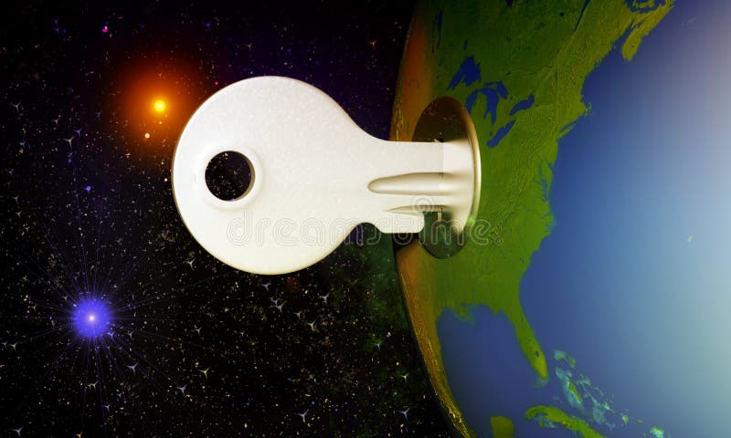 Unlocking the Earth stock illustration. Illustration of development ...
